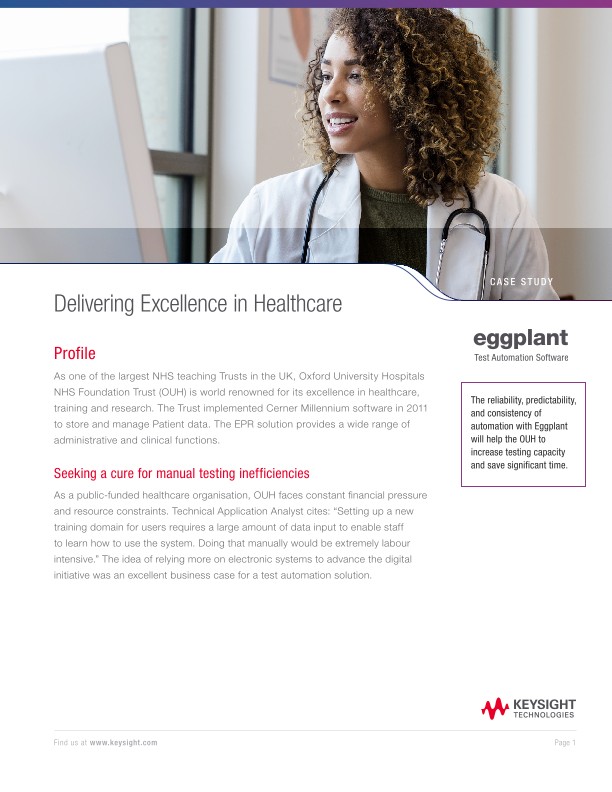 Delivering Excellence in Healthcare PDF Asset Page | Keysight